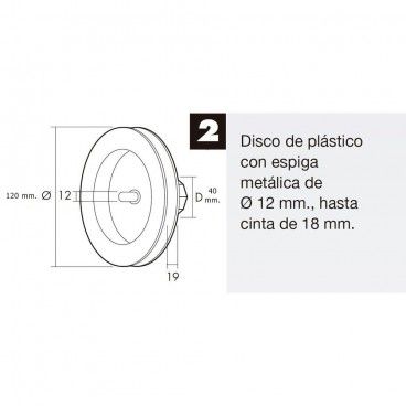 Plastic Blind Disc Metal Spike 120x40 mm. 18mm tape.
