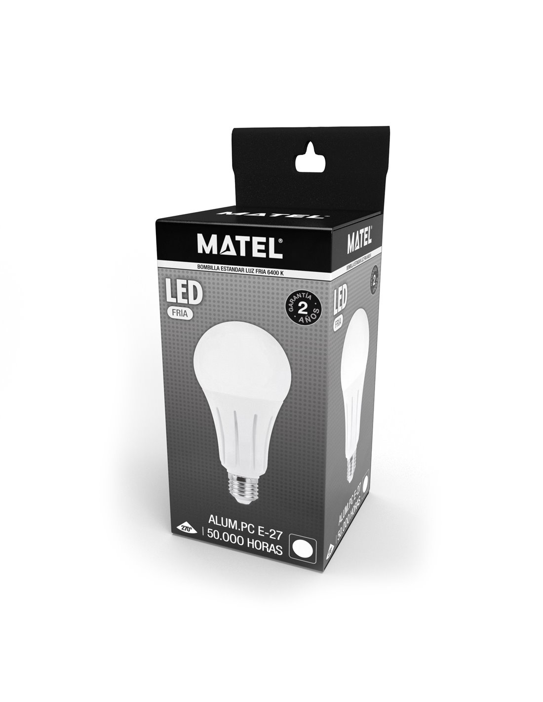 Bombilla led estándar matel e27 aluminio 12w fría
